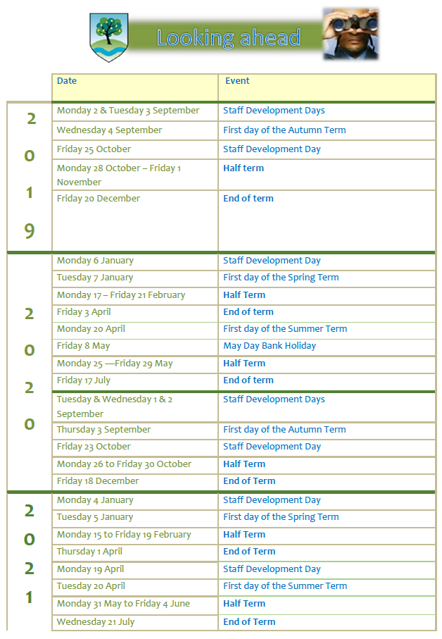 Calendar - Walkwood Church of England Middle School