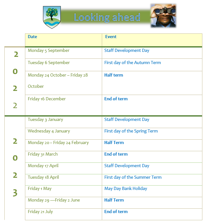 Calendar - Walkwood Church of England Middle School